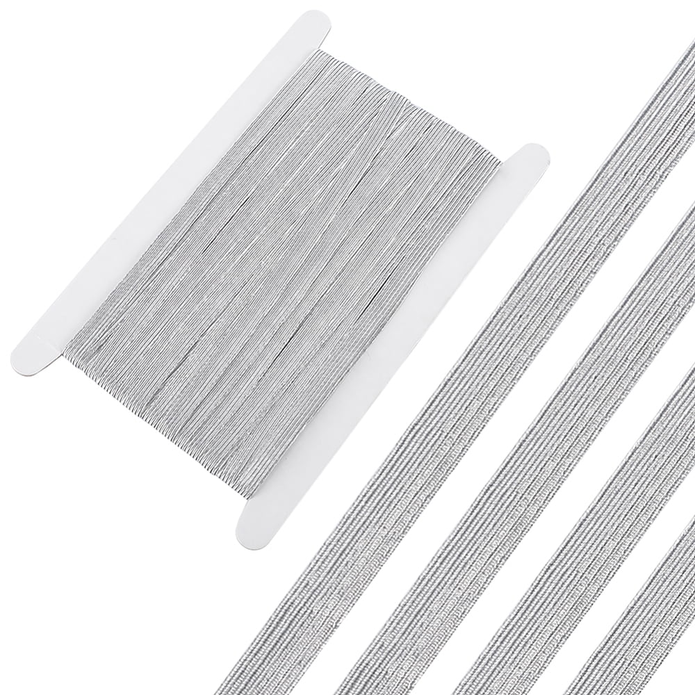 24 Yards Silver Elastic Band 0.4" Wide Glitter Metallic Ribbon Flat ...