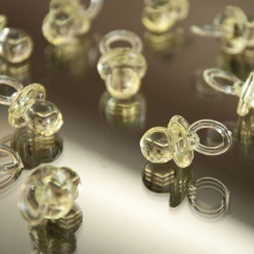 24 Yellow Clear Mini Plastic Pacifier 0.5" Baby Shower Games DIY Charm ...