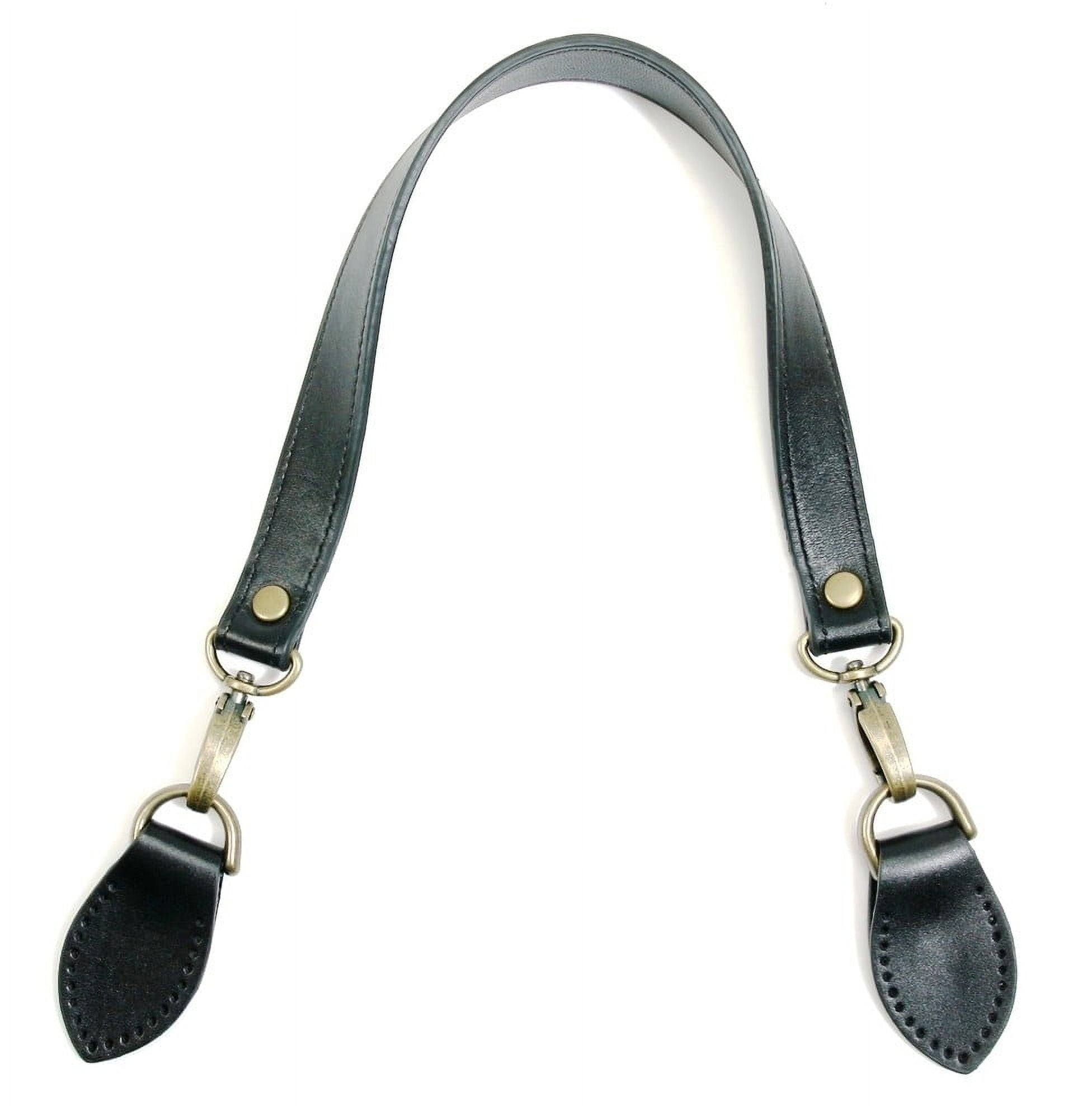 24" byhands Genuine Leather Purse Handle with Bronze Style Hook, Black ...