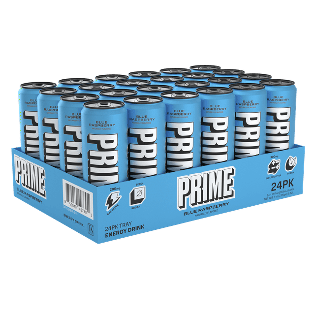 Prime Sugar Free Energy Drink, Blue Raspberry, 12 fl oz, 24 Pack, Cans ...