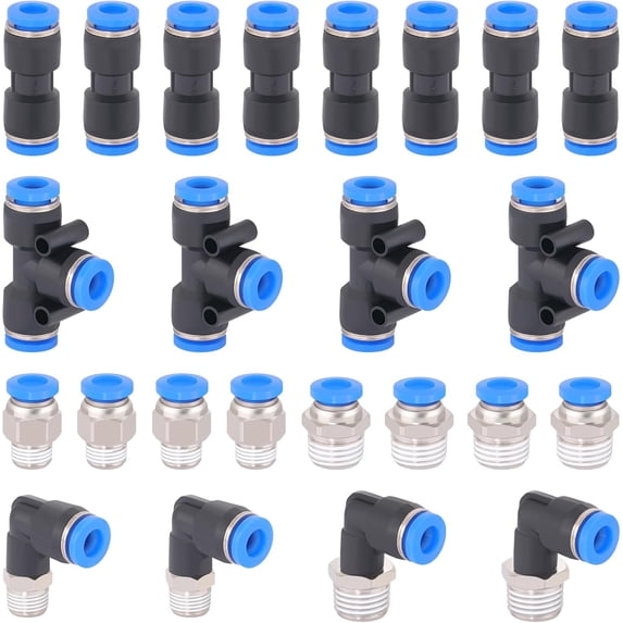 24 count 1/4" Quick Connect Air Line Fittings Kit 1/8" 1/4" Pneumatic ...
