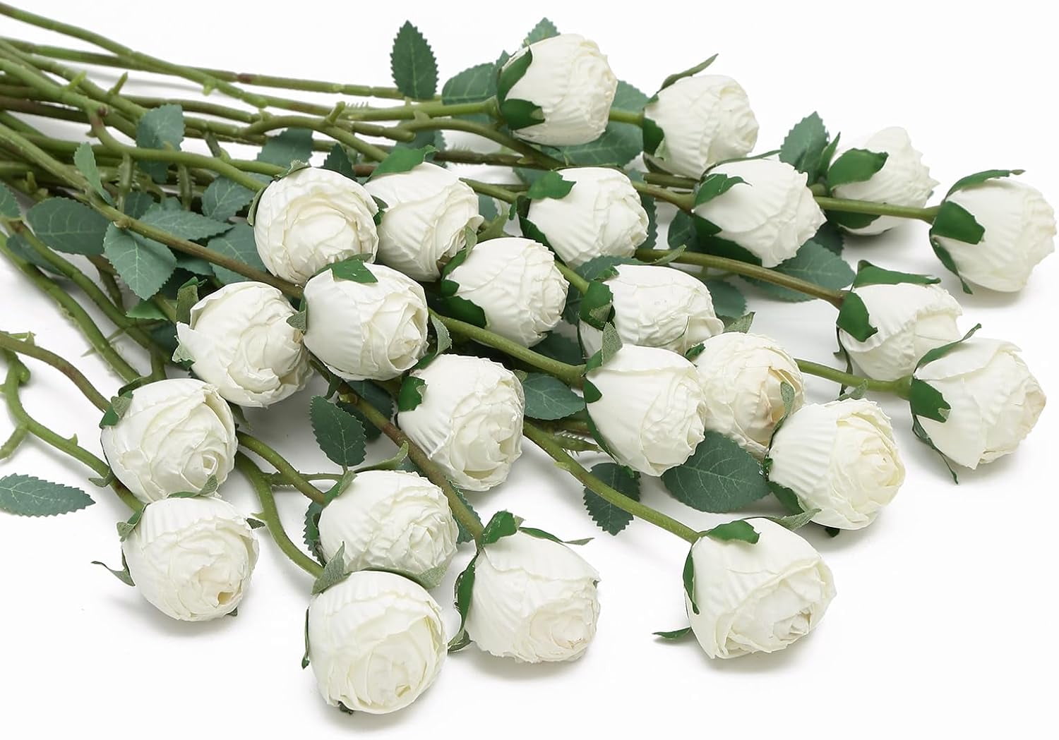 24 count Artificial Roses Mini Silk Rose with Long for DIY Bouquets ...