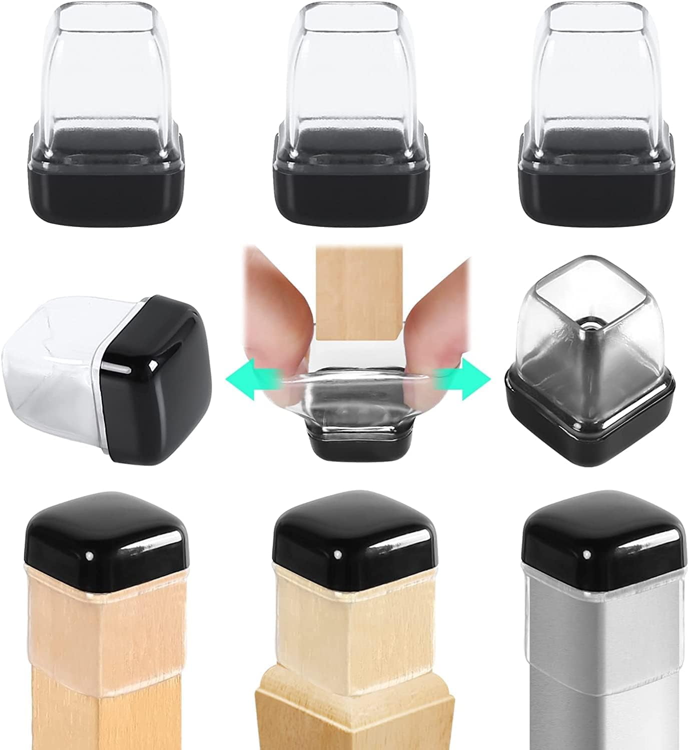 24 count Chair Sliders for Carpet, Square Chair Glides for Carpet ...