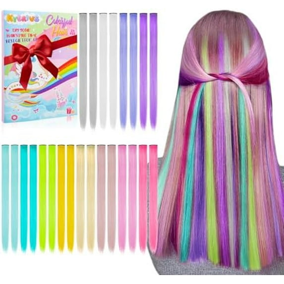 24 count Colored Extensions - 20Inch Clip In Rainbow Straight ...
