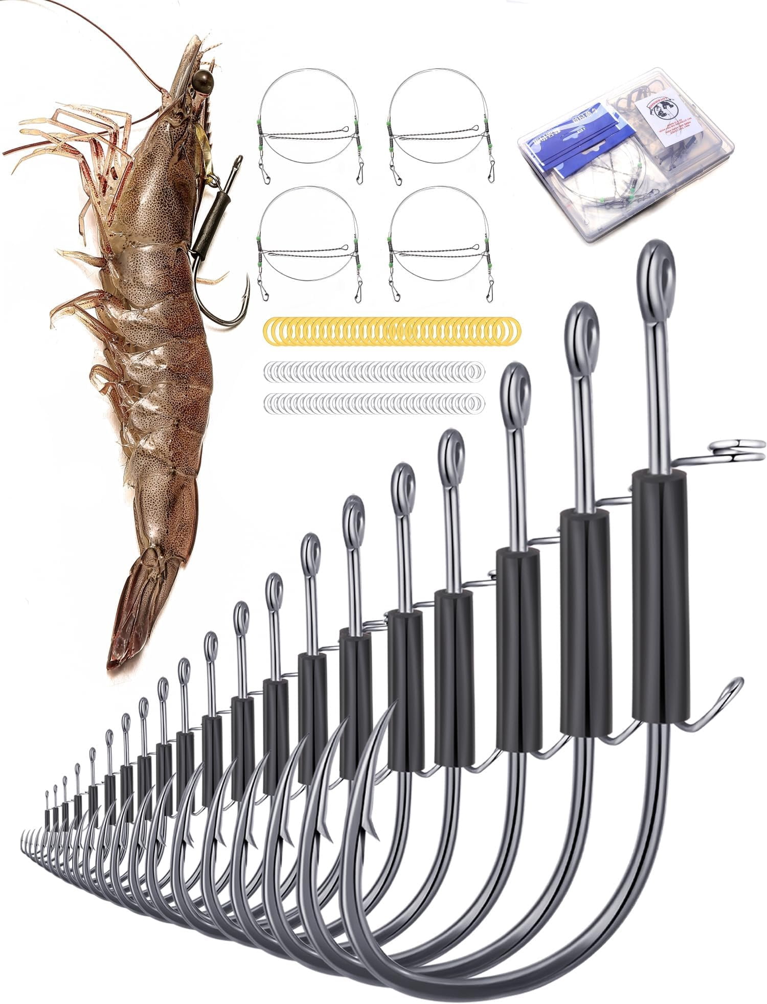 24 count Live Shrimp Hooks Saltwater Fishing Hooks - 3X Strength ...