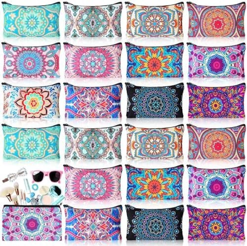 24 count Makeup Bags Bulk Canvas Bags Purse Organizer Zipper Pouch ...