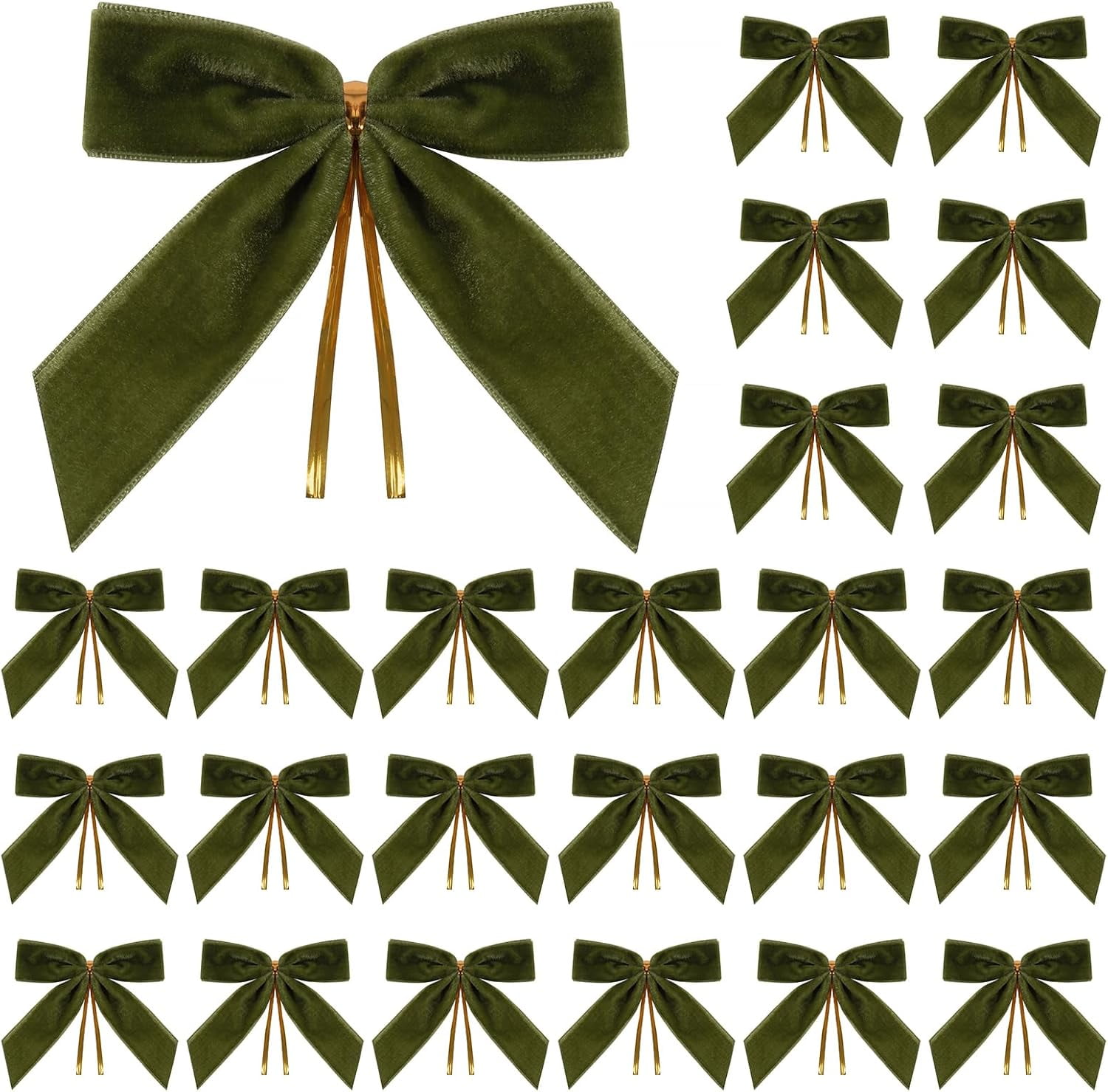 24 count Olive Green Small Christmas Bows for Christmas Tree, Wreath ...