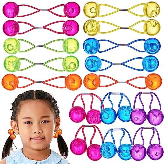 24 count Ponytailers Large Round Ponytail Balls Bead Hair Elastics ...