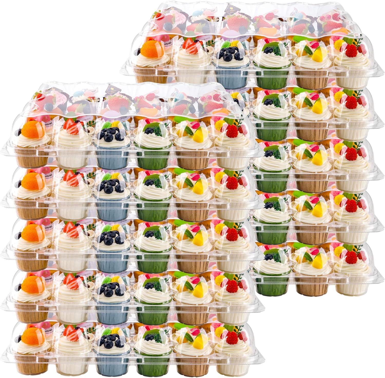 24 Count Cupcake Containers 20 Pack Cupcake Holders with Detachable ...