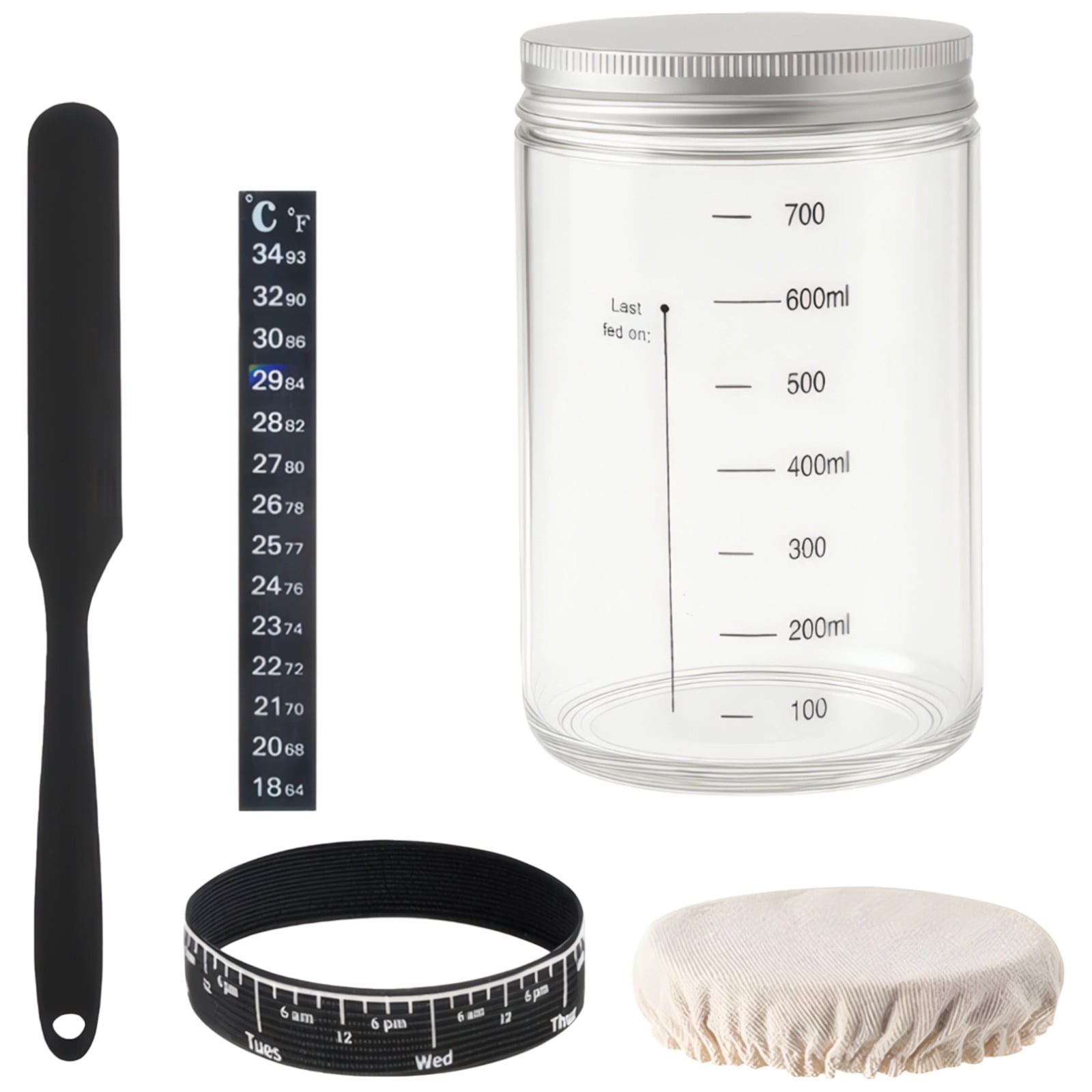 24 fl oz / 700 ml Sourdough Starter Jar Kit, 700 ml Large Wide Mouth ...