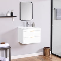Onbrill 24-Inch Floating Bathroom Vanity with Ceramic Sink and 2 Soft ...