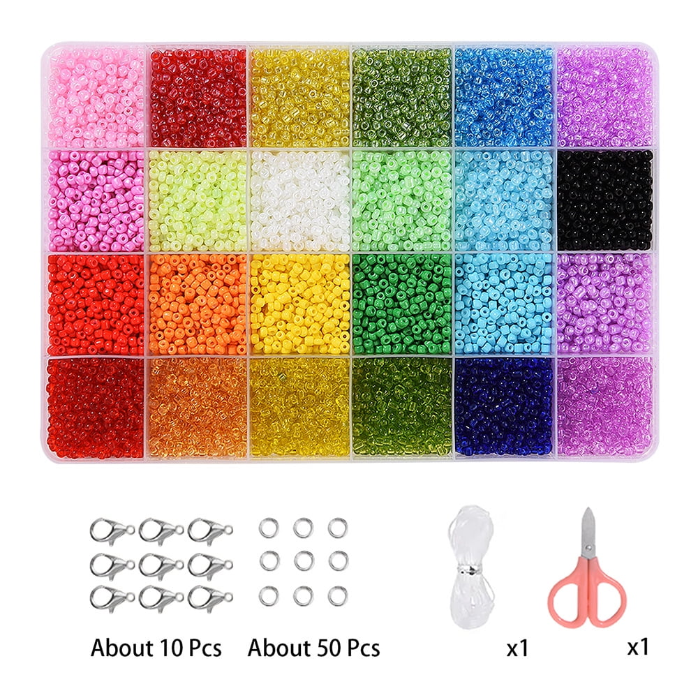 24 grid painted millet beads glass beads solid color loose beads set ...