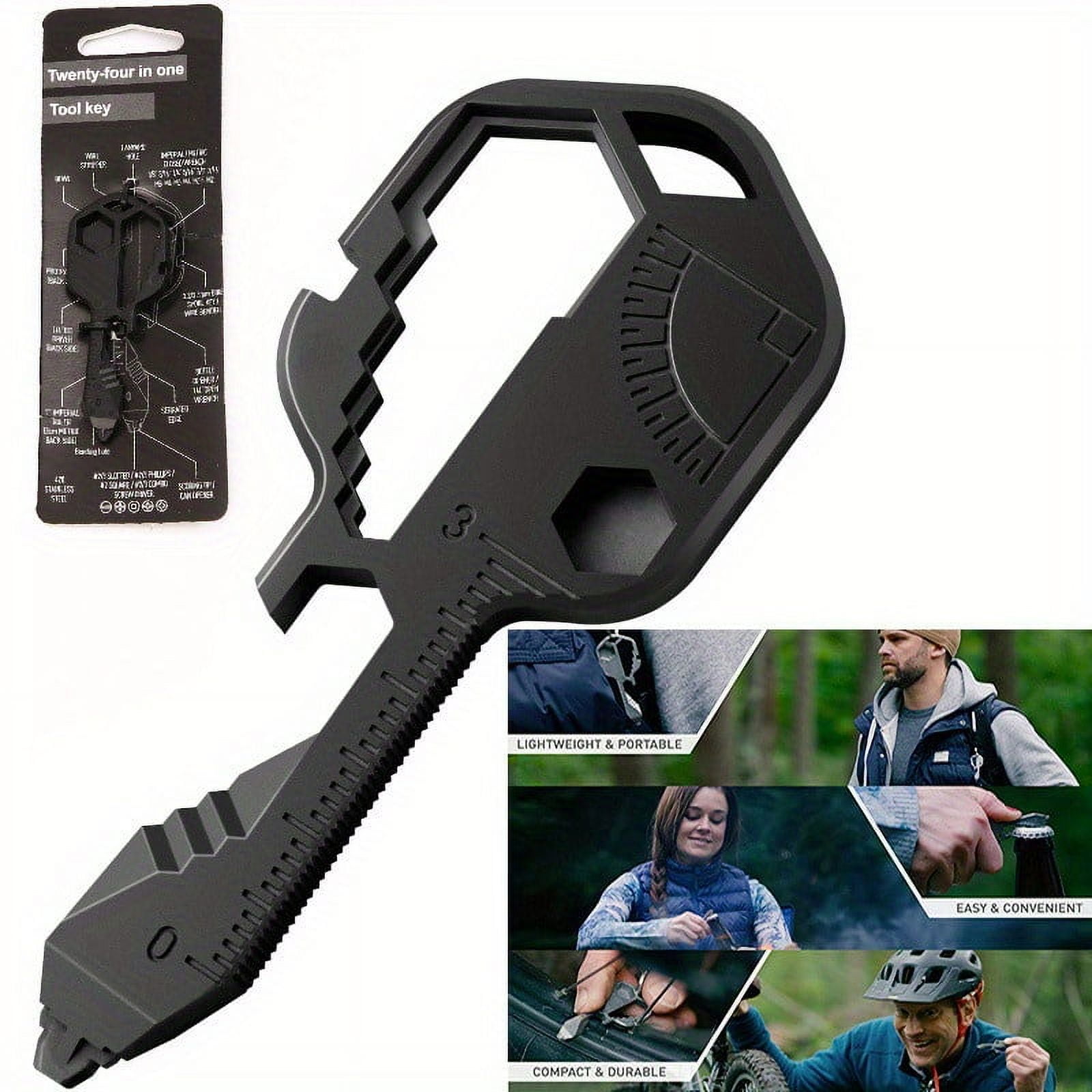 24- in-1 Key Shaped Pocket Tool, Multitool Key with Key Chain, Outdoor ...