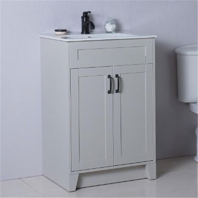 24 in. 144 lbs Single Sink Vanity Manufactured Wood, Light Gray ...