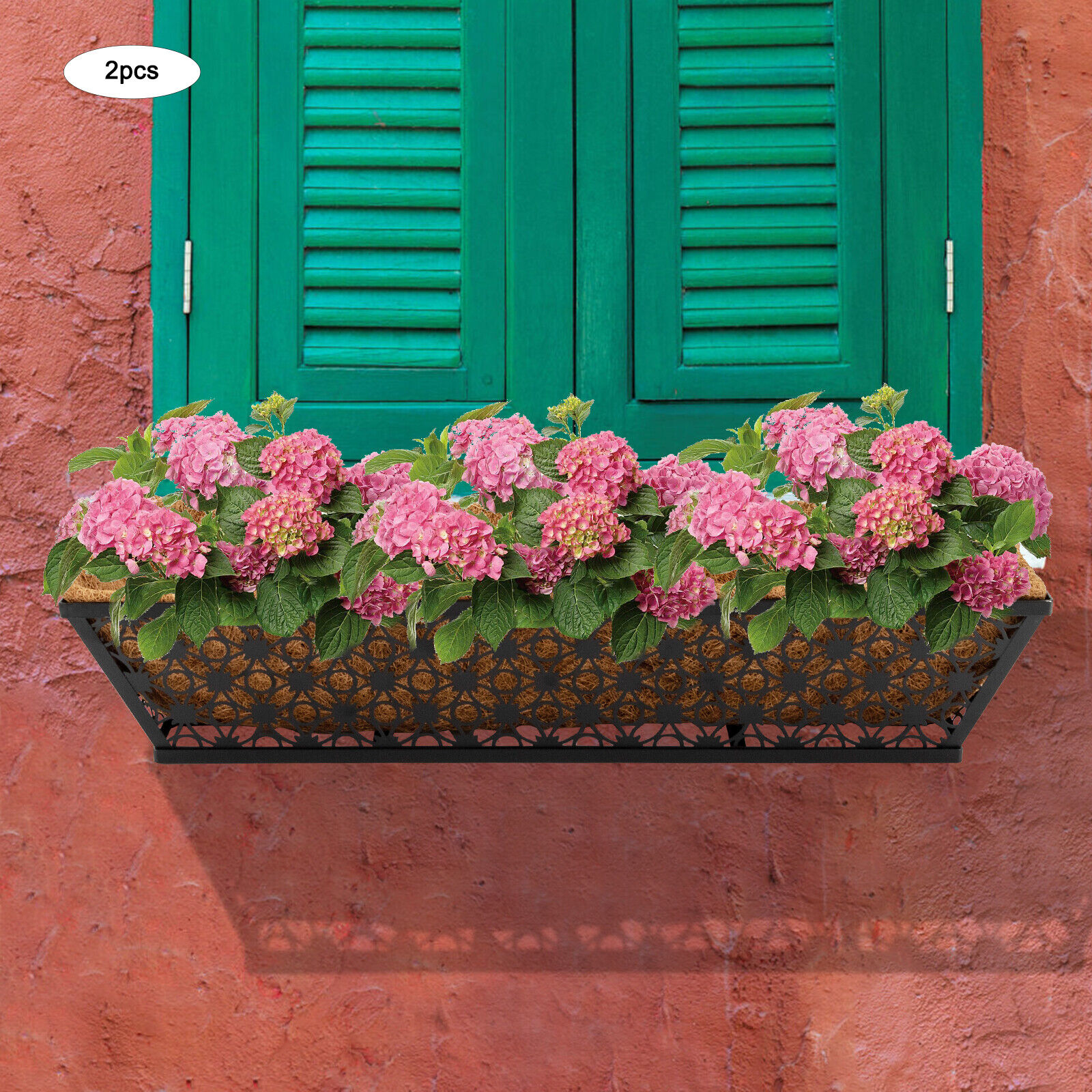 24 in 2 Pcs Window Basket For Plants Rectangular Window Railing Planter ...