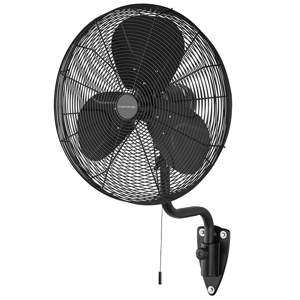 24 in. 3-Speed Oscillating High Velocity Black Wall Mount Fan with 3 ...