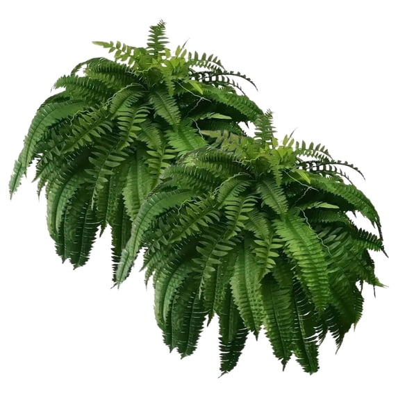 24-in Artificial Fern, Set of 2, Large Hanging Fake Plant Wall Decor ...