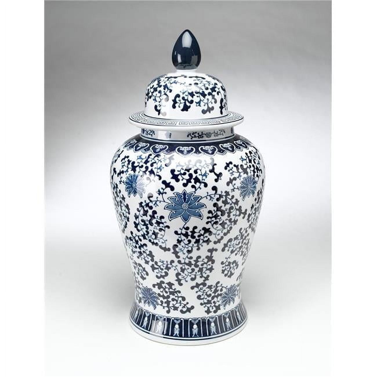 24 in. Blue & White Porcelain Temple Jar - Walmart.com
