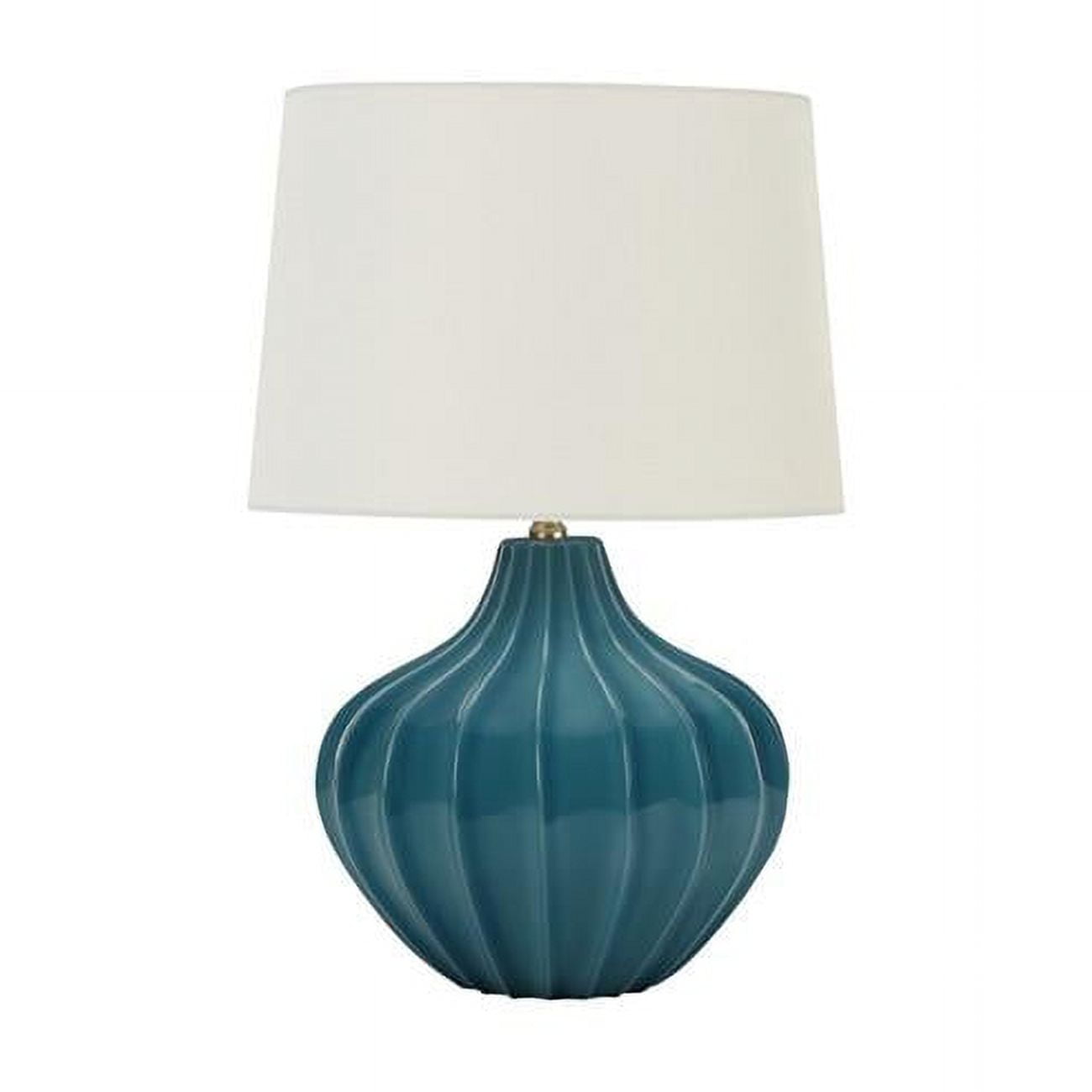 24 in. Ceramic Gourd Table Lamp with Cream Empire Shade, Blue - Walmart.com