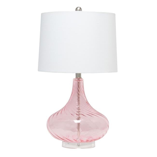 24 in. Classix Contemporary Wavy Colored Glass Table Lamp with White ...