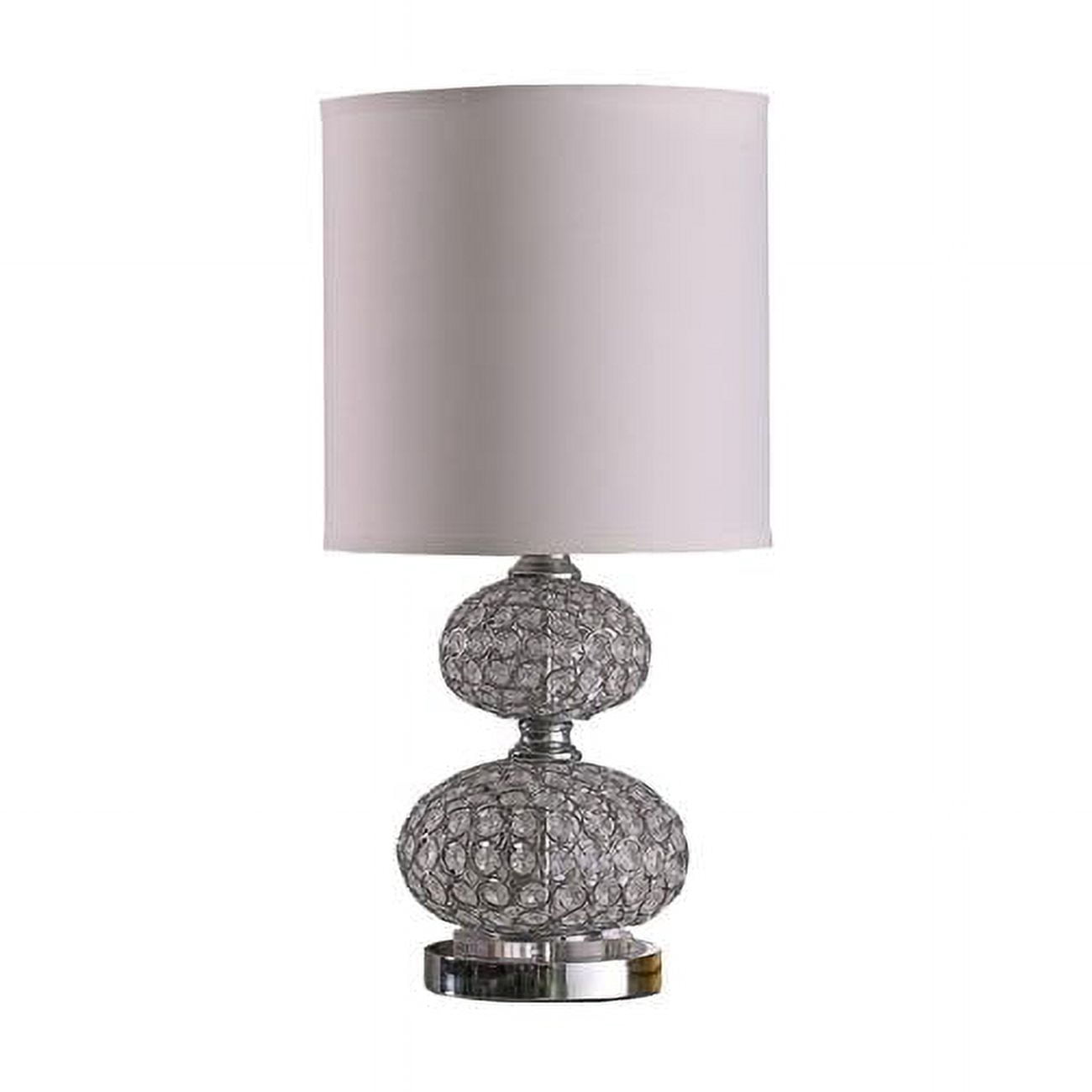 24 in. Faux Crystal Double Orb Table Lamp with White Classic Drum Shade ...