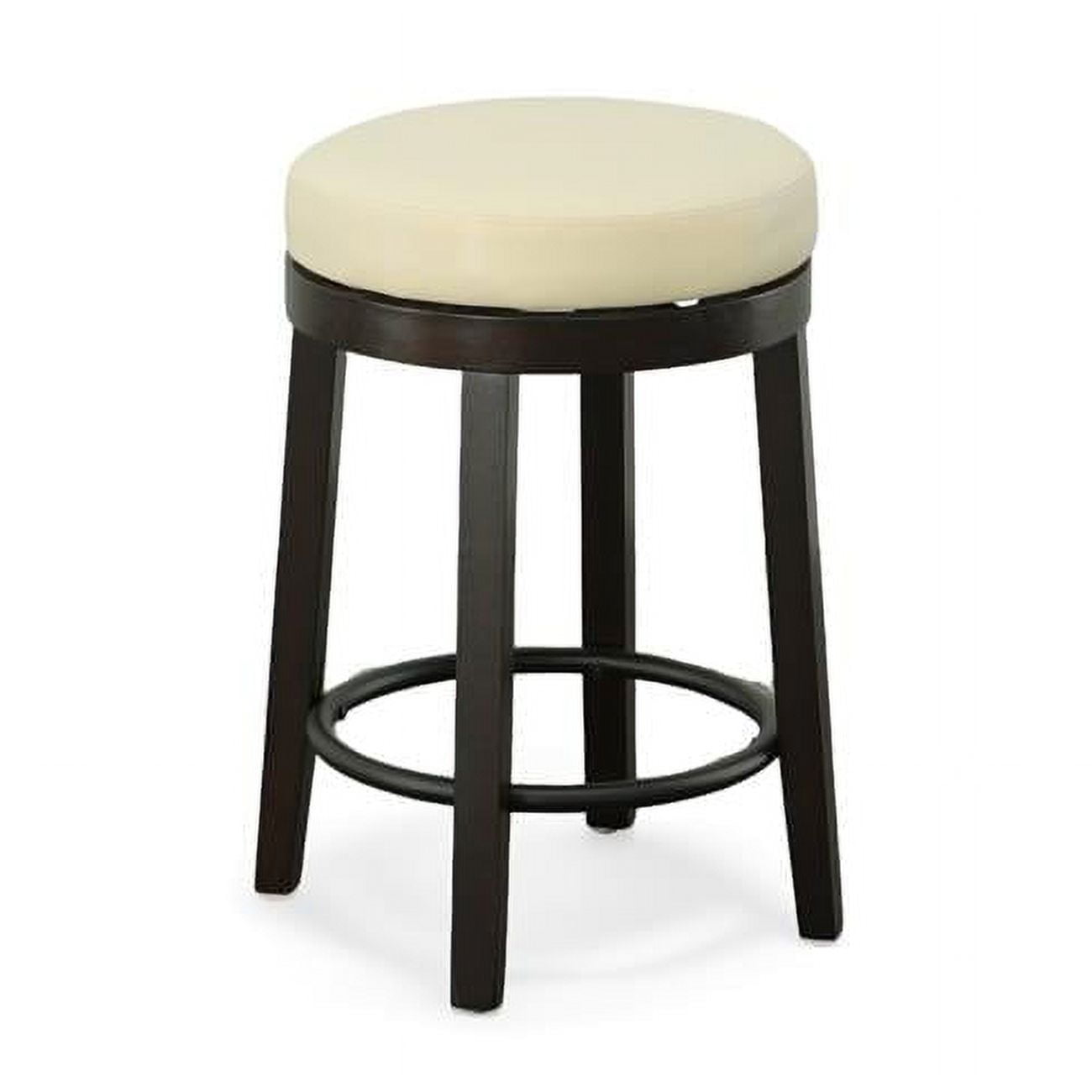 24 in. Faux Leather & Solid Wood Swivel Backless Counter Height Bar ...