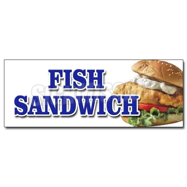 24 in. Fish Sandwich Decal Sticker - Haddock Cod Fresh Deep Fried Beer ...