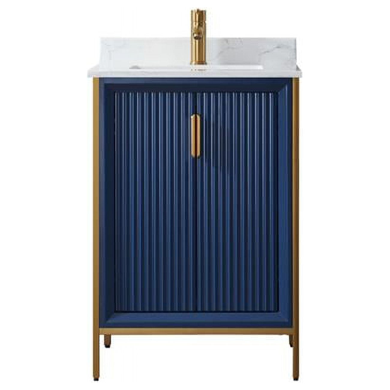 24 in. Granada Bathroom Vanity, Royal Blue with White Composite Grain ...