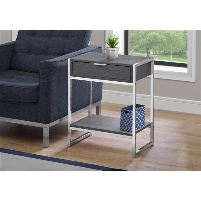 24 in. Grey Particle Board, MDF & Chrome Metal Accent Table - Walmart.com