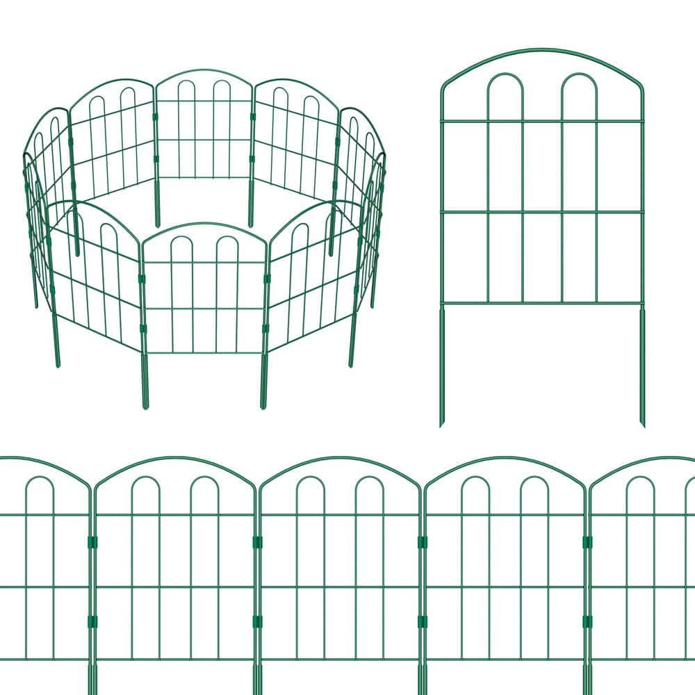 24 in. H x 13 in. L Green Metal Garden Fence Outdoor Wire Border Fences ...