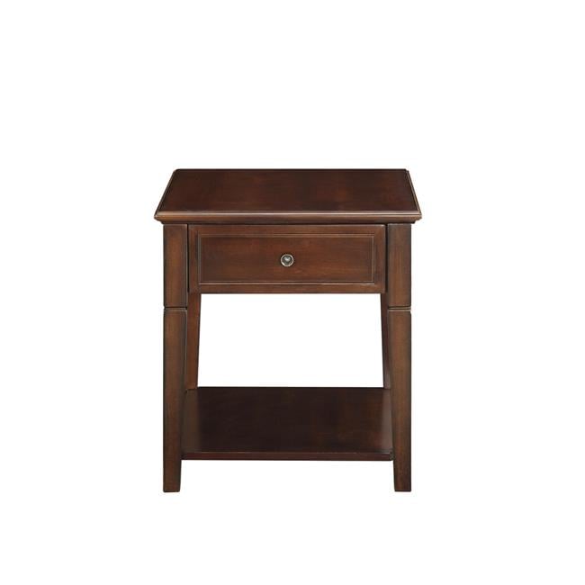24 in. Manufactured Wood Rectangular End Table with Drawer & Shelf ...