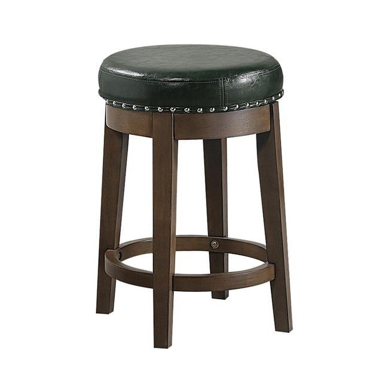 24 in. Round Swivel Counter Stool in Olive Green Faux Leather - Set of ...