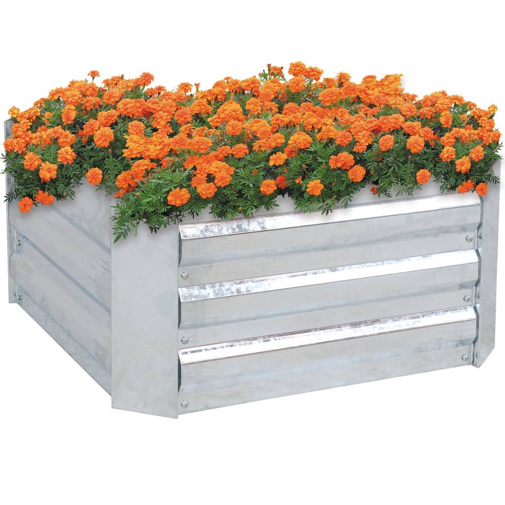 24 in. Silver Galvanized Steel Square Raised Bed - Walmart.com