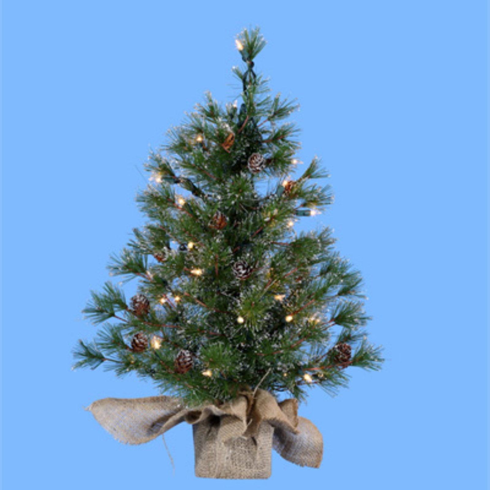 24 in. Silver Tip Pine Pre-Lit Christmas Tree - Walmart.com