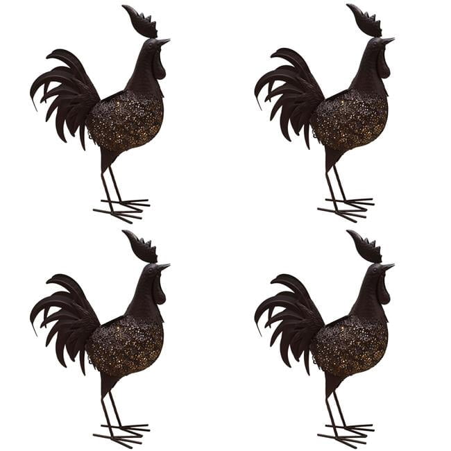24 in. Steel Indoor & Outdoor Animal Garden Rooster Metal Bird ...
