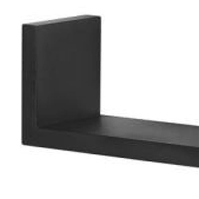 24 in. Two Shelves Solid Wood Wall Mounted Shelving Unit, Black ...