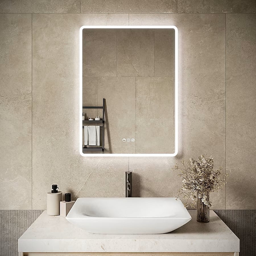 24 in. W x 32" H Rectangular Frameless LED Light Anti-Fog Dimmable ...