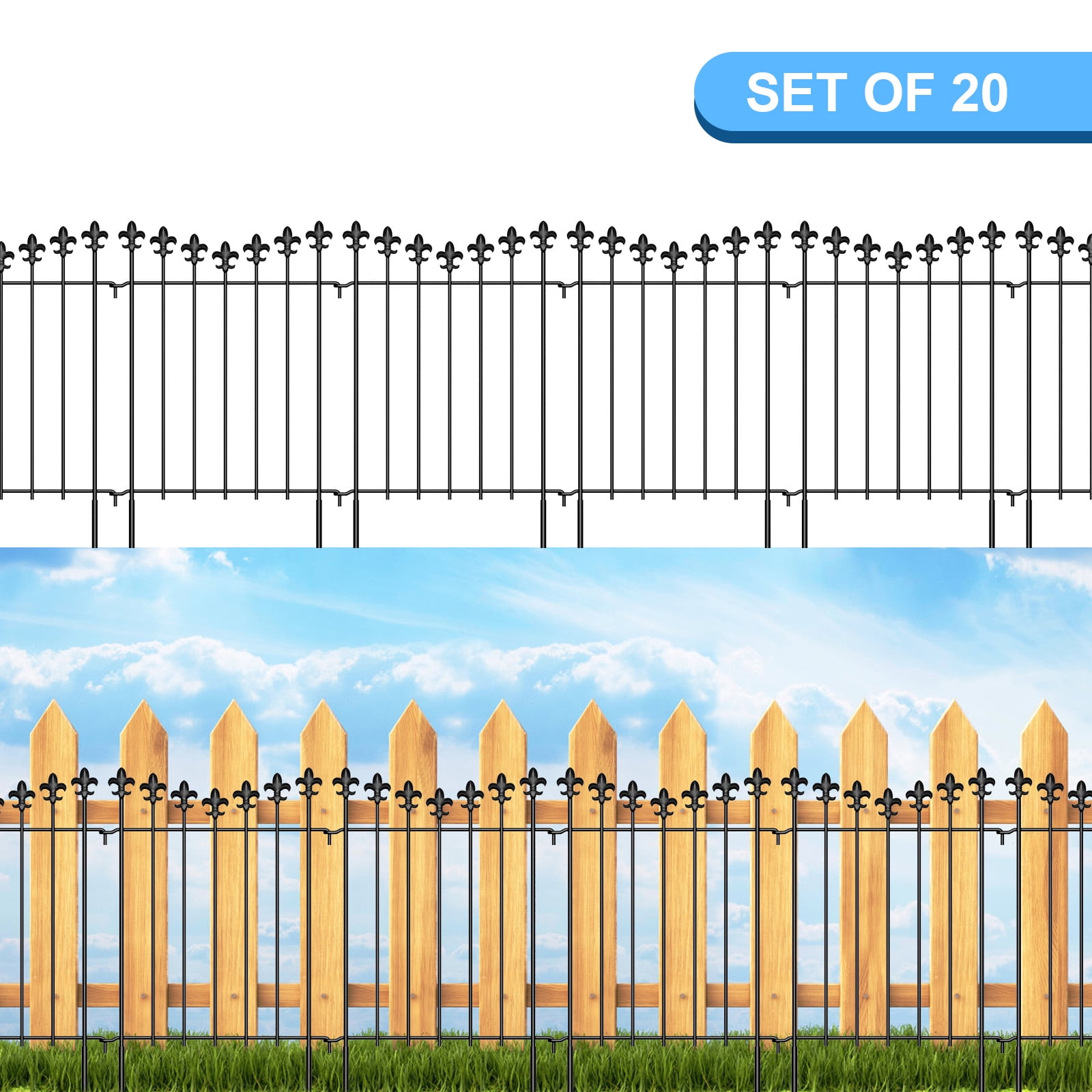 24 in. X 12.6 in., Rust Resistant Ferrous Metal Fence, Animal Barrier ...