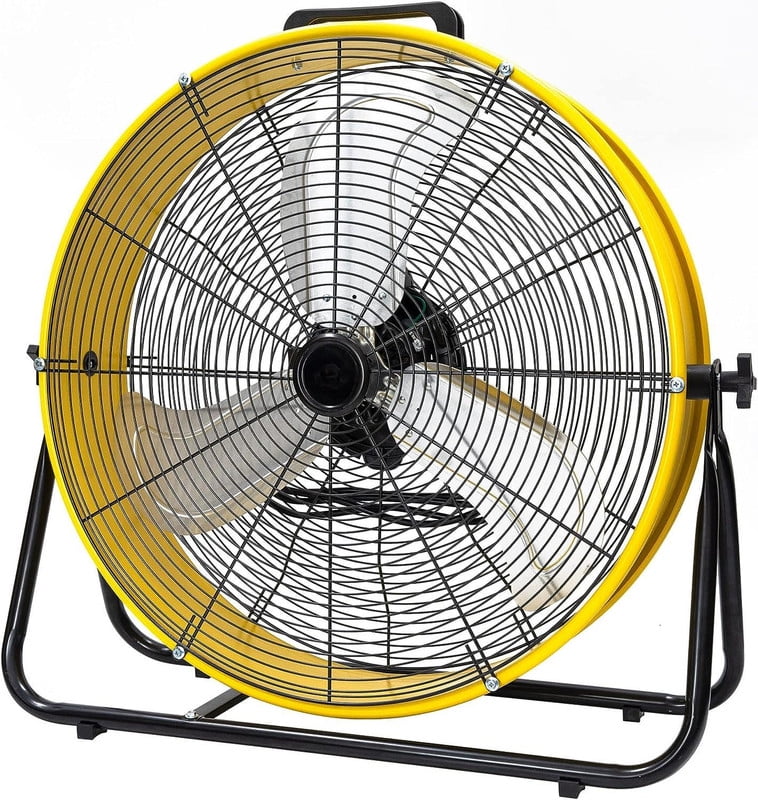24 in. Yellow 3 Speeds Portable High Velocity Drum Fan with Powerful 1/ ...