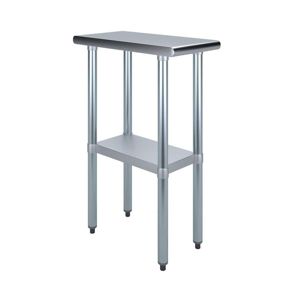 24 in. x 12 in. Stainless Steel Kitchen Utility Table with Adjustable ...