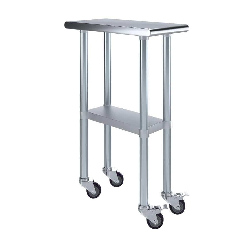 24 in. x 12 in. Stainless Steel Work Table with Casters : Mobile Metal ...