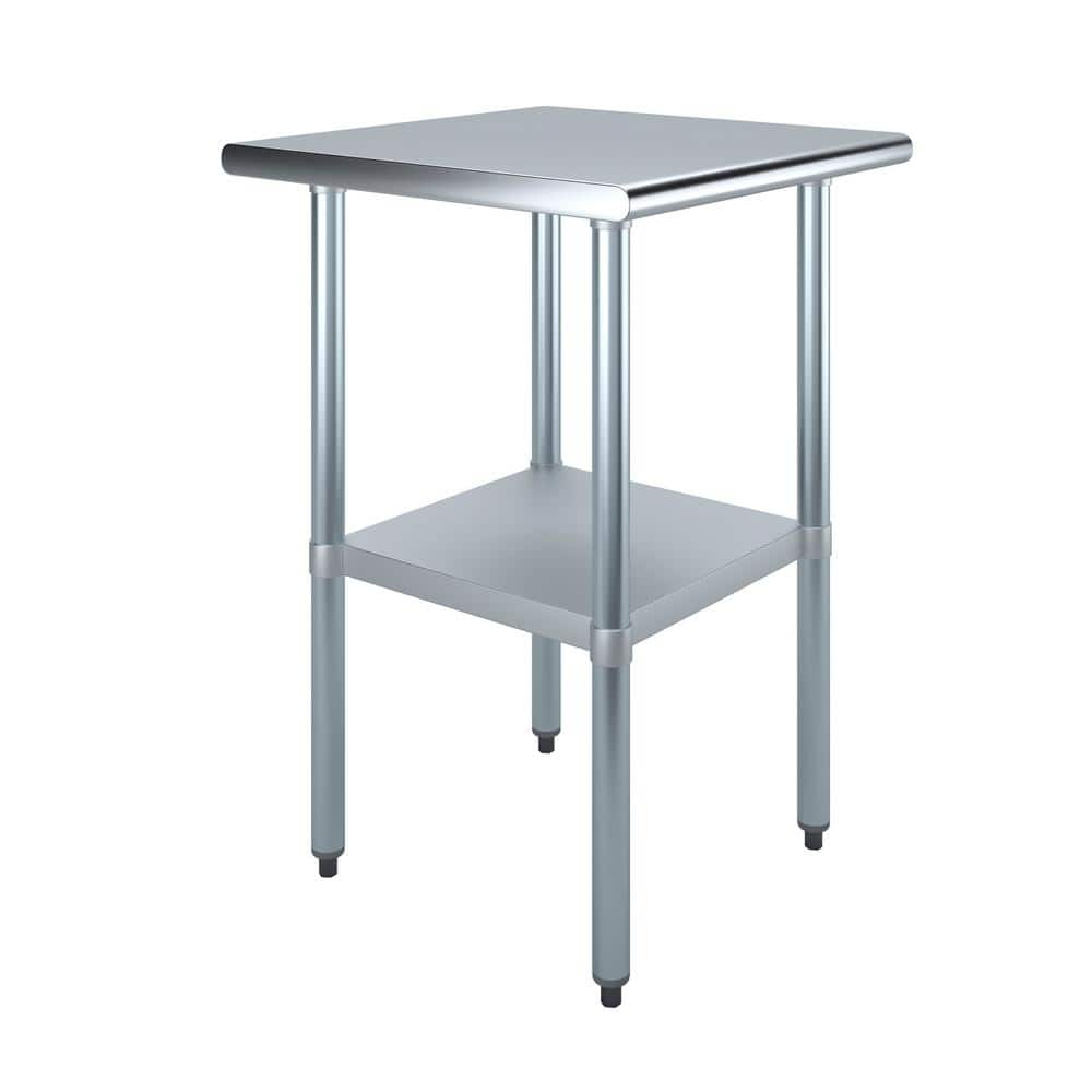 24 in. x 24 in. Stainless Steel Kitchen Utility Table with Adjustable ...