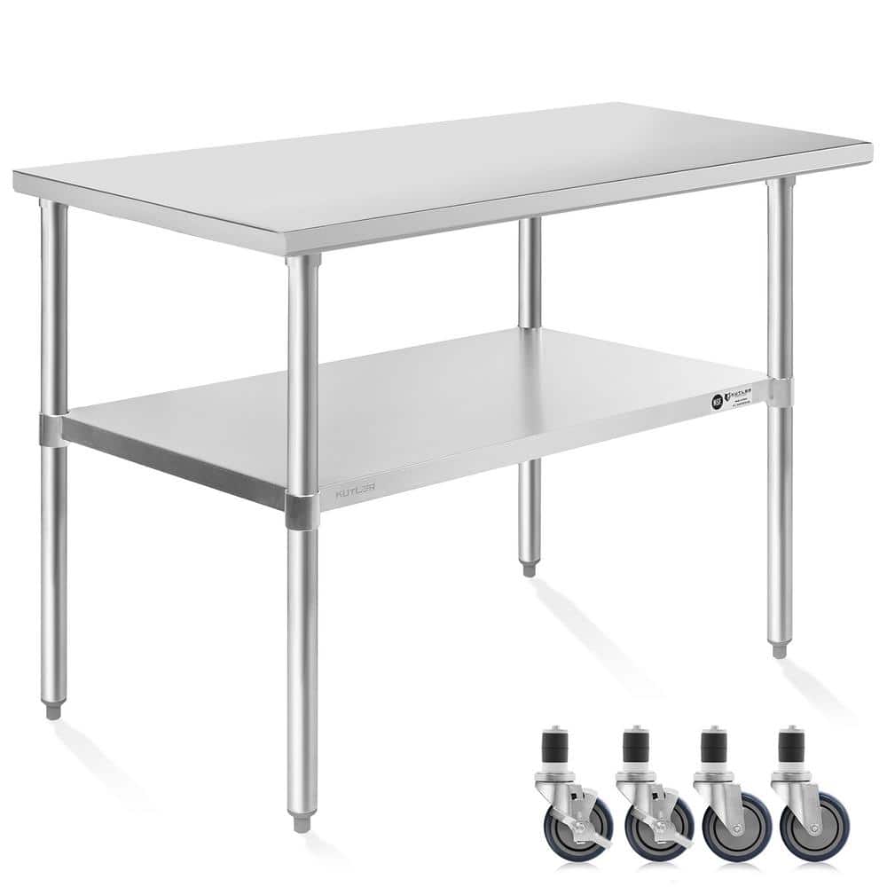 24 in. x 48 in. Stainless Steel Kitchen Prep Table with Bottom Shelf ...