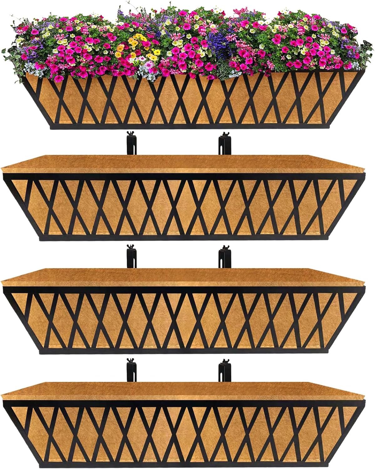 24 inch 4 Pack Planter Window Box Deck Horse Trough Balcony Rail ...