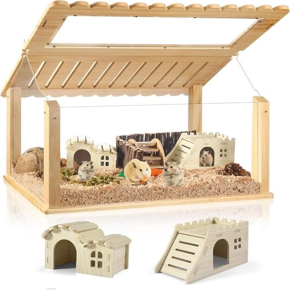 24 inch Acrylic Hamster Cage with 2 Small Hamster House - Long-Lasting ...