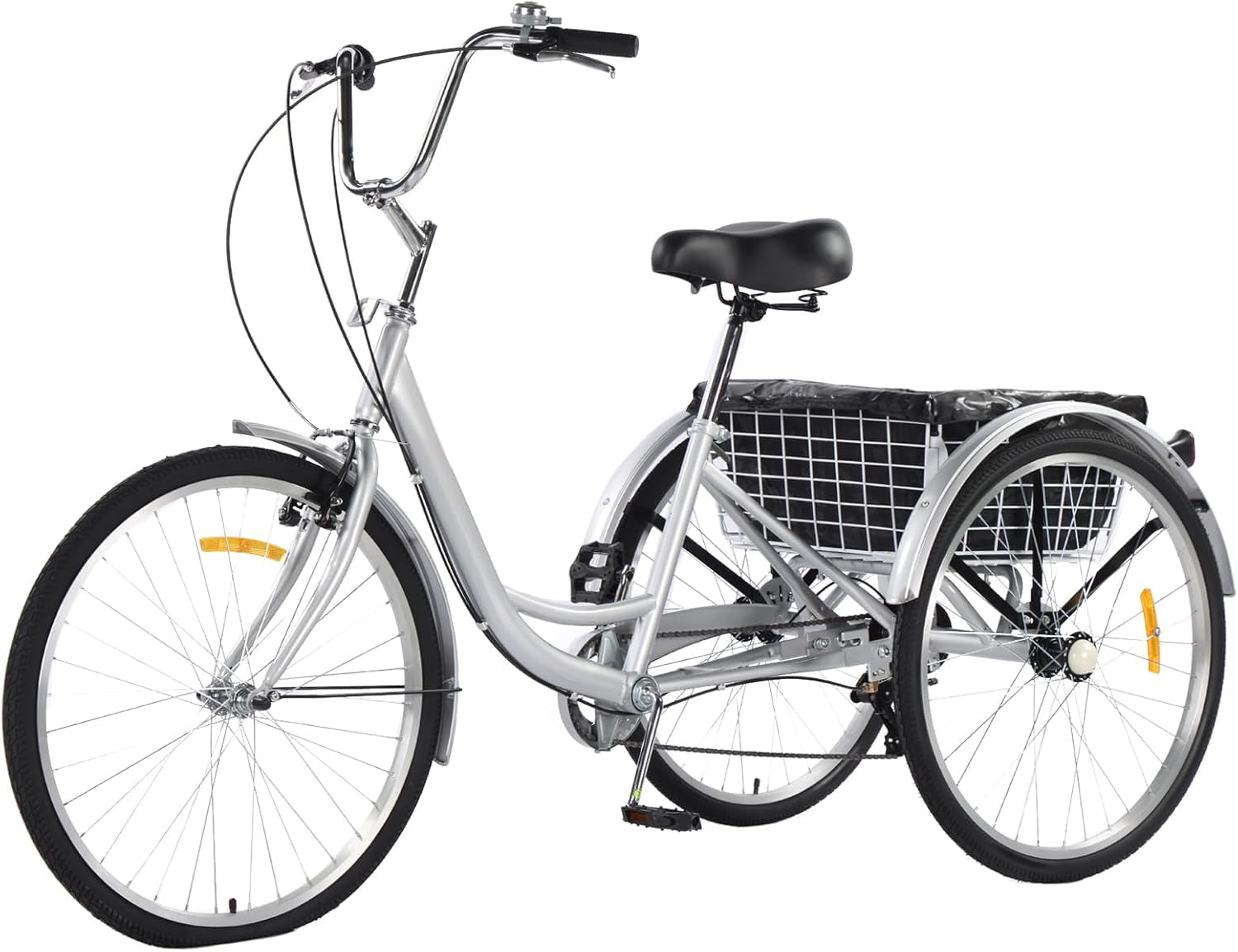 24 inch Adult 3 Wheel Tricycle, 7 Speed Tricycle for Adults with Dual ...