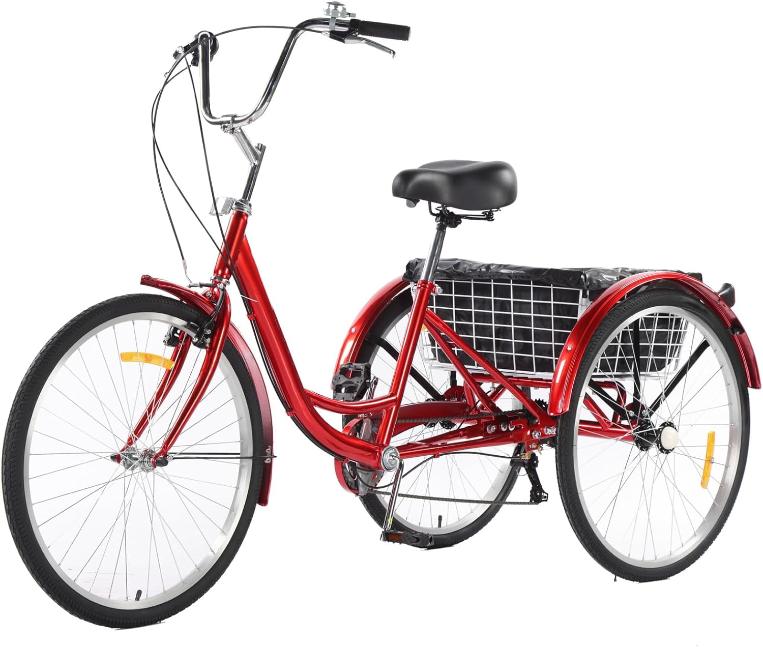 24 inch Adult 3 Wheel Tricycle, 7 Speed Tricycle for Adults with Dual ...