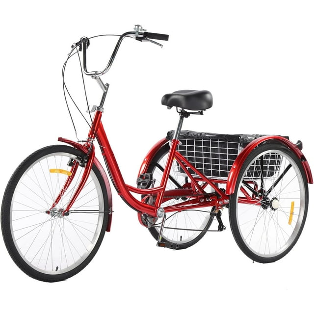 24 inch Adult 3 Wheel Tricycle, 7 Speed Tricycle for Adults with Dual ...