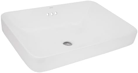 24 inch Bathroom Vessel Sink White Semi Recessed Rectangular Porcelain ...