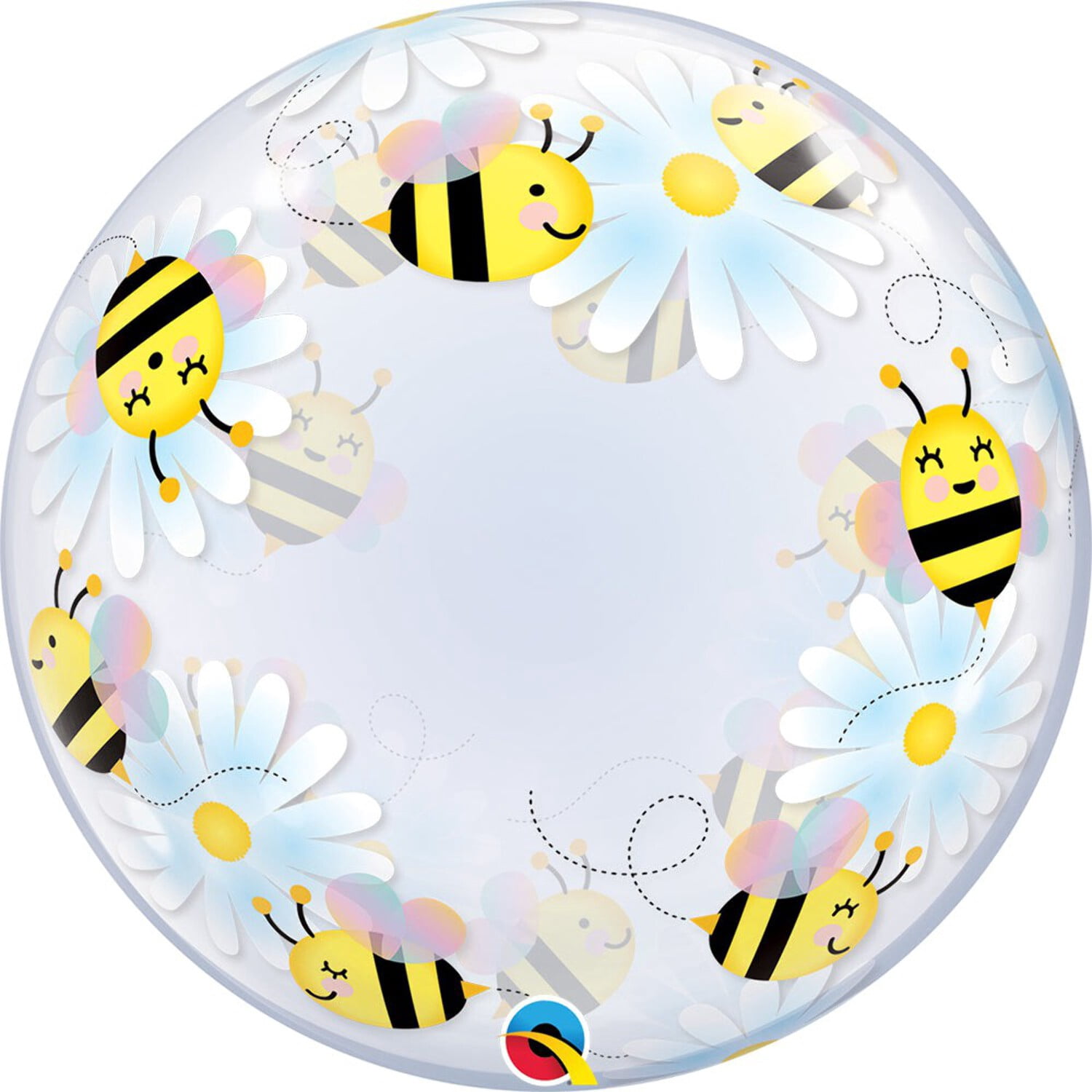 24 inch Bubble - Sweet Bees & Daisies Qualatex Bubble Balloon - Party ...